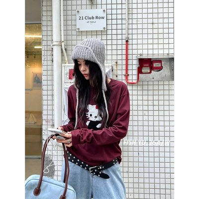FISH YU -ty立体烫图+线条印花正肩弹力长袖T恤(含100棉料)26586