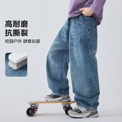 男童牛仔裤男孩儿童时尚弯刀裤