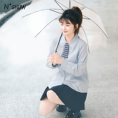 朗香25秋季新品蓝色领带衬衫