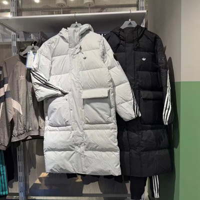 Adidas阿迪达斯三叶草25冬男女连帽保暖加厚长款羽绒服外套KC2564
