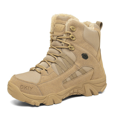 加绒靴男徒步登山靴户外鞋2024冬训练靴男靴military boots