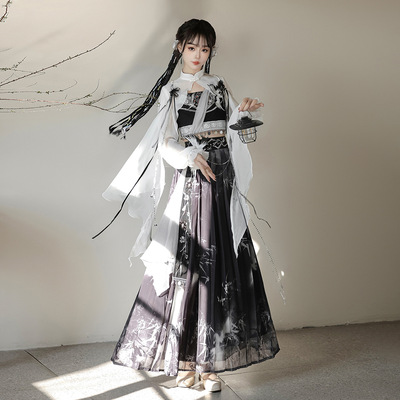 原创鹤羽中国风改良汉元素女上衣胸衣半裙套装9508