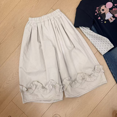 AM . 26秋 ~ 66101女童洋气宽松设计感花边直筒裤休闲裤