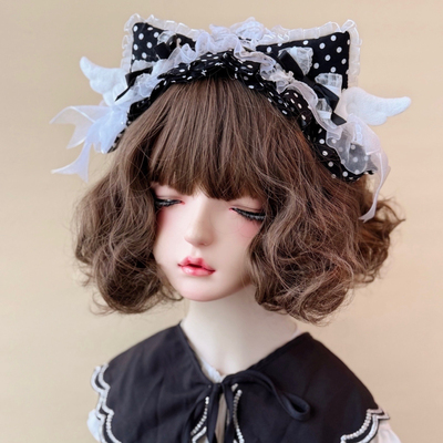 本守造原创天使翅膀波点猫耳发带