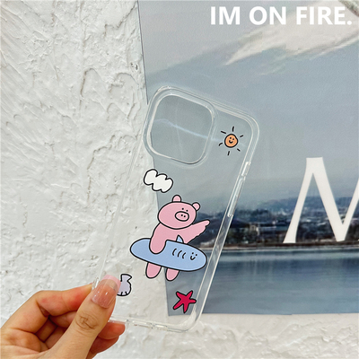 韩国ins卡通可爱小猪鲨鱼手机壳