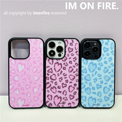 ins复古甜酷彩色爱心豹纹手机壳