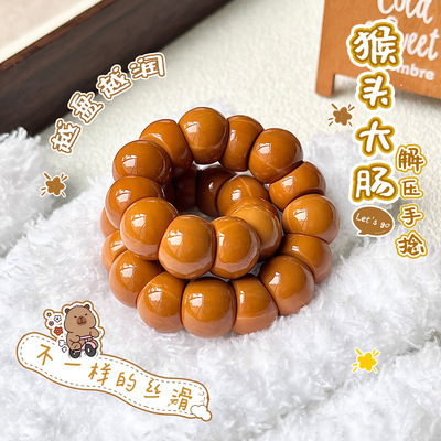 雕刻蒜瓣猪大肠猴头手串斜切国潮文玩光珠绕指柔解压盘玩佛珠手链