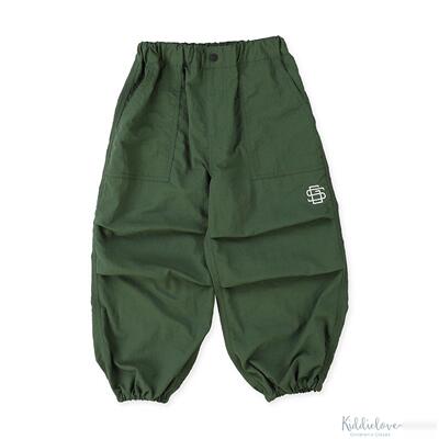 尼龙膝盖褶皱刺绣个性宽松长裤