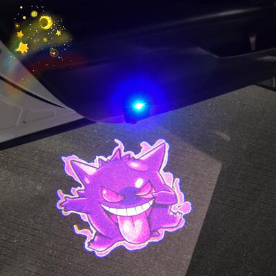 宝可梦超梦Gengar耿鬼幽灵车载好物充电无线迎宾灯车门投影氛围灯
