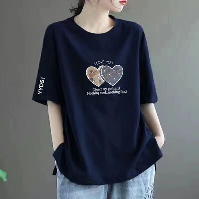 纯棉短袖t恤女时尚印花t恤上衣
