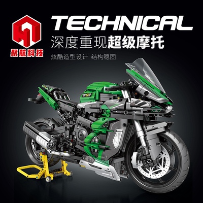 聚航85003科技机械系列川崎杜卡迪机车高难度拼装diy积木玩具模型