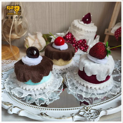 珥东手作Lolita草莓小蛋糕帽子夹子头饰甜美酒红色白色头饰lo娘
