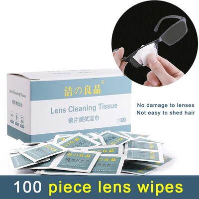 100 Pieces Disposable Lens Cleaning Paper Glasses Wet Towel
