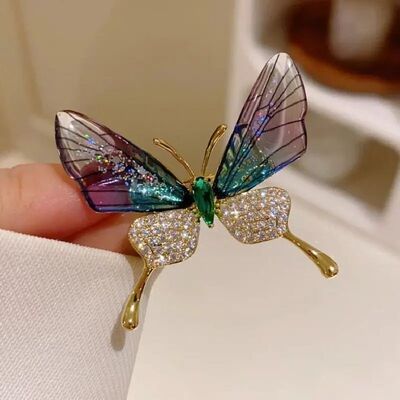 Lovely Butterfly Bee Brooch For Women Shiny Rhinestone Pearl