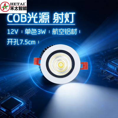 COB12V单色3W航空铝射灯