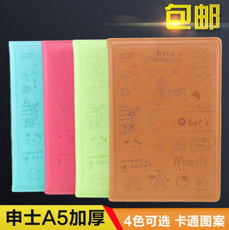 商务笔记本卡通仿皮学生加厚记事本子时尚简约日记本会议办公文具