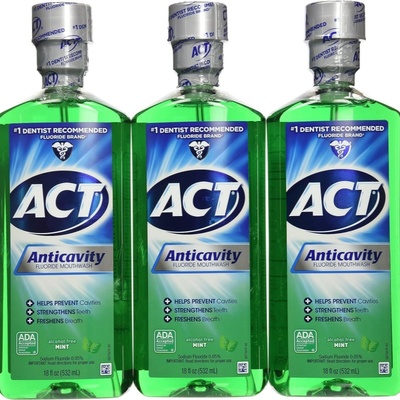 美国ACT成人 防蛀防龋齿含氟漱口水无酒精配方薄荷532ml