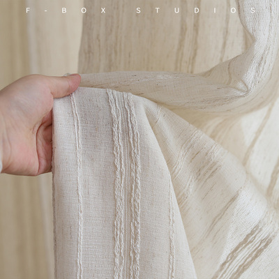 布盒子亚麻条纹纱日式透光不透人