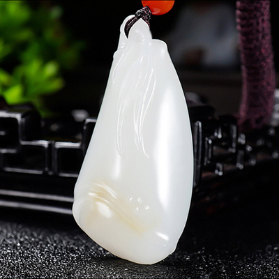 新疆大师郭磊作品 新疆和田玉羊脂白玉节节高升挂件24.61克