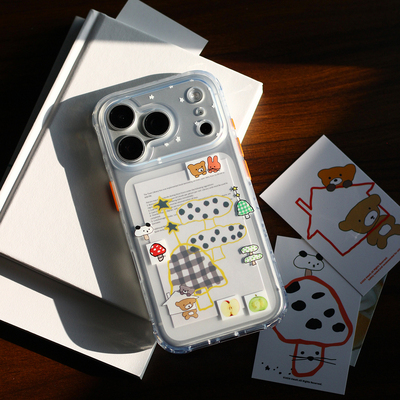 omatl原创小房子小熊 imd磨砂半透明手机壳 适用于苹果iphone