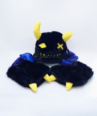 Snaggy Creature Hood Hat 潮牌毛绒小怪兽帽子围巾手套一体保暖