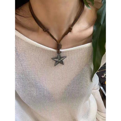 BKP曼谷公园「星星牛仔」朋克复古皮绳吊坠中性亚文化男女可调节
