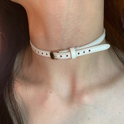 棠洛 乳白色皮带扣项圈颈链女choker亚文化百搭短款锁骨链2025潮