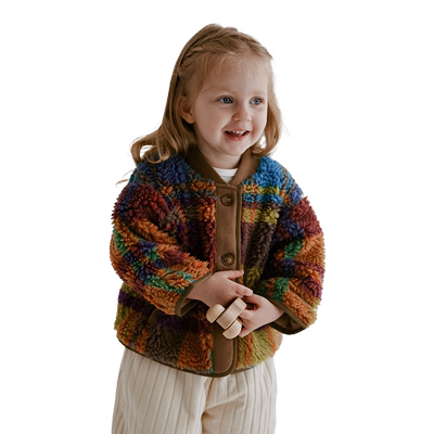 benzdeer彩色格子羊羔绒外套衣服