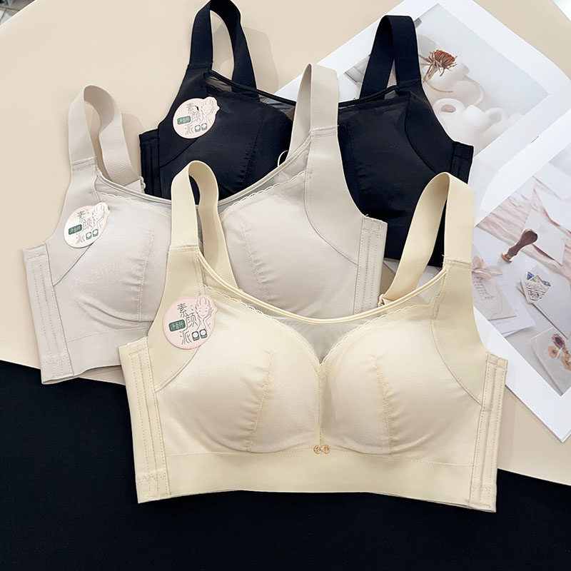 新款抹胸式全罩杯无磁睡眠内衣女无钢圈BC杯调整收副乳聚拢文胸罩