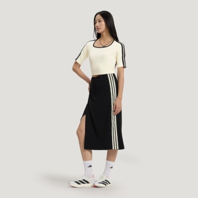 阿迪达斯女三条纹半身侧开叉裙