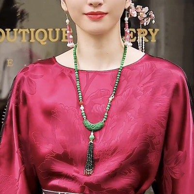 寻她干青玉圆珠女项链