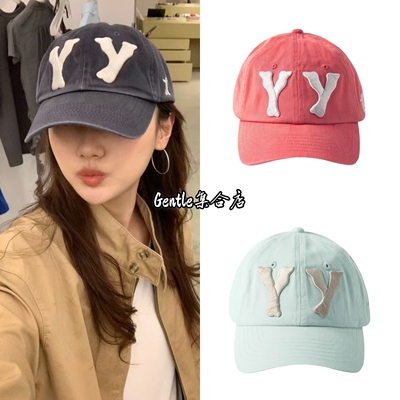 现货 openyy 复古休闲百搭字母刺绣弯檐棒球帽遮阳防晒鸭舌帽