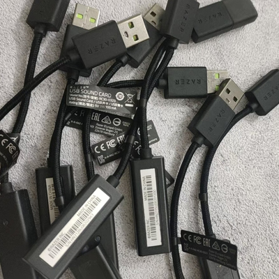 原装配件用于雷蛇7.1环绕THX旋风黑鲨V2耳机USB音频3.5MM转换声卡