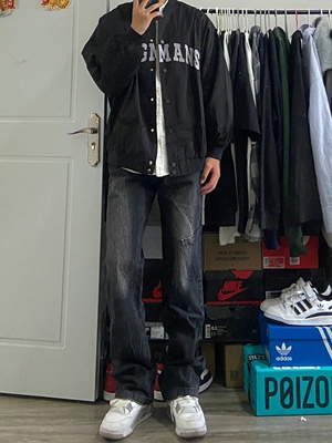 渐变色牛仔裤子男高街水洗百搭