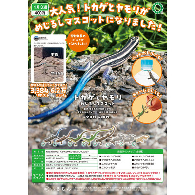 虾壳社 现货日本IKIMON扭蛋 爬宠立体标识挂件 守宫 蜥蜴仿真模型