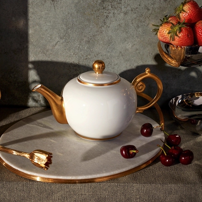 L'OBJET24K镀金陶瓷茶壶咖啡壶
