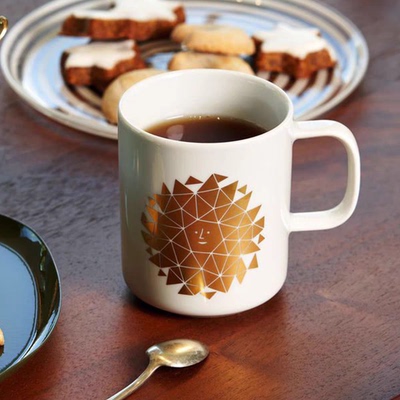 Vitra陶瓷金色几何马克杯