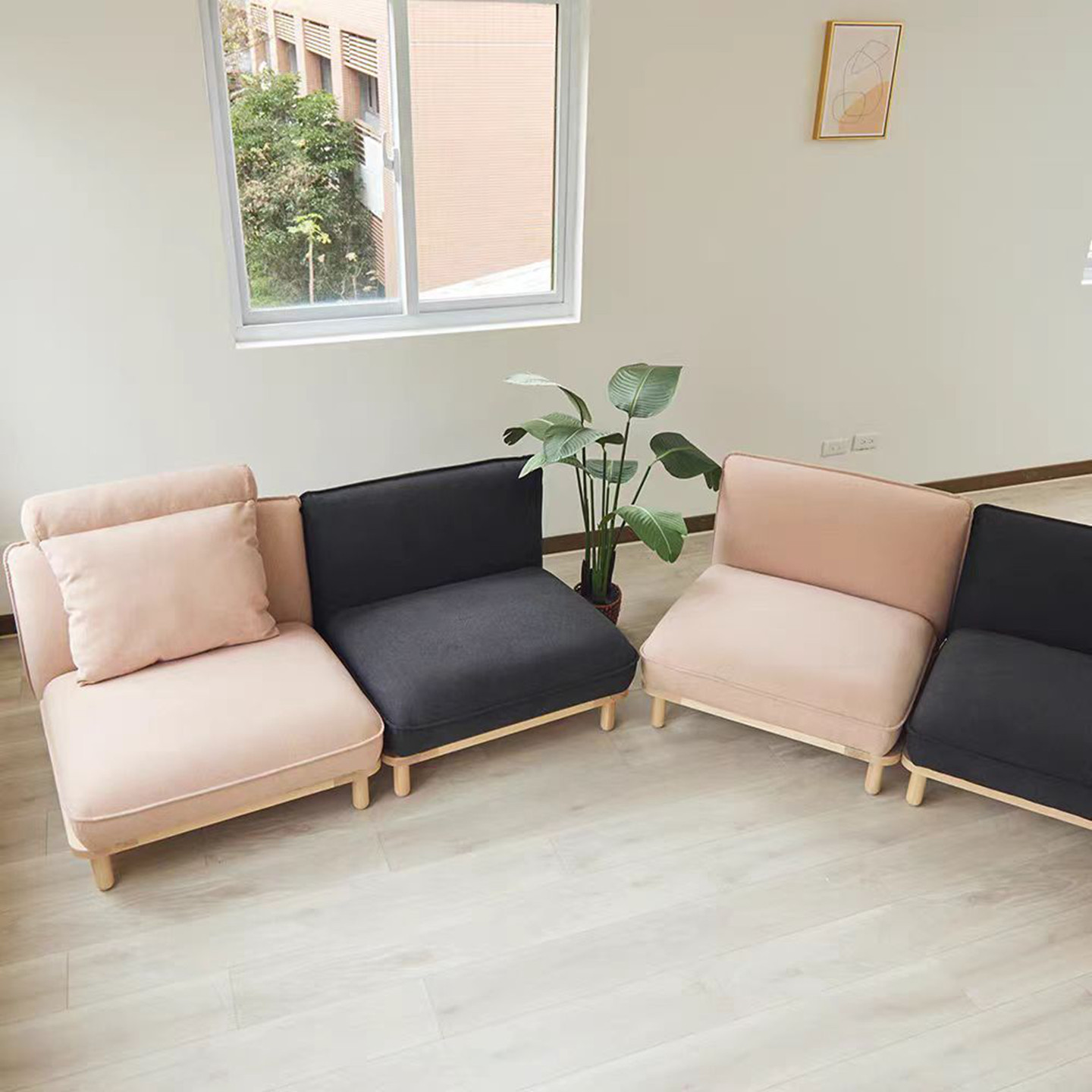 camino TETRIS LOUNGE 多人靠背客厅沙发布艺软坐垫木质沙发