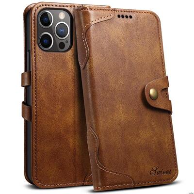 适用于iPhone12 mini 13 14 Pro Max Leather Case Card Holder Cover苹果13mini手机皮套硅胶软防摔保护套男