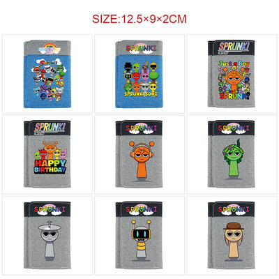 004短款帆布钱夹拼色暗扣钱包