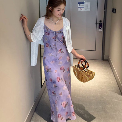 法式甜美碎花吊带连衣裙夏日套装