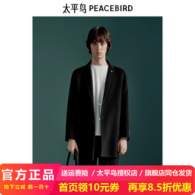 【商场同款】太平鸟男装 2024年冬季新款一粒扣毛呢大衣B1AAE4206