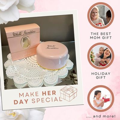 White Shoulders-女士优雅香味爽身粉清新精致女性沐浴粉除尘粉扑