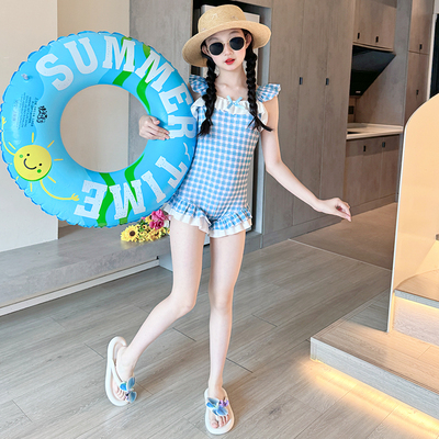夏季女童连体吊带泳装带胸垫泳衣