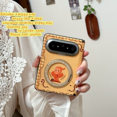 适用华为puraxmax手机壳ins韩系可爱卡通星星人新款折叠屏保护套华为puraX2支架360旋转xmax中轴全包防摔网红
