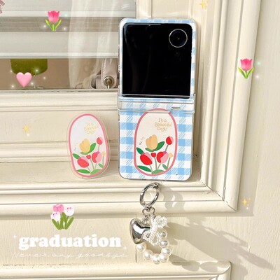 ins韩系小清新郁金香花适用摩托罗拉motorazr60ulta手机壳Razr50防摔全包Razr6pro手链支架razr40ulta保护套