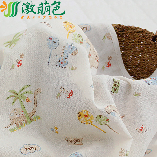 纯棉双层纱布宝宝婴儿a类全棉棉纱棉布衣服服装夏季印花面料布料