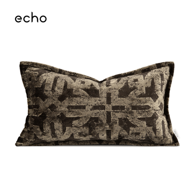 echo法式轻奢沙发进口咖色割绒抱枕Velvet throw pillow腰枕靠垫