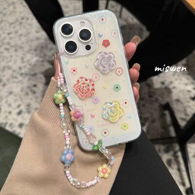 日韩蝴蝶花朵适用华为荣耀400pro手机壳honor200女100/90pro防摔70prox60i高级畅玩50/40/20创意play8t带挂绳