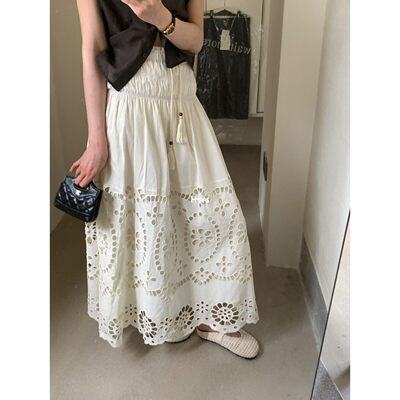 【孤品清仓】METWO her设计感镂空长款绑带半身裙20826